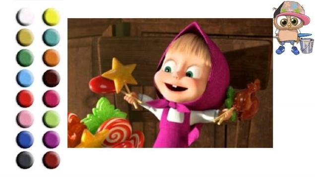 Раскраска для детей МАША И МЕДВЕДЬ. Мультик-раскраска. Учим цвета