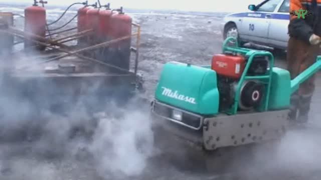 Видеосъёмка 2007-2008г, работа по ямочному ремонту дорог при отрицательных температурах. Терморемонт