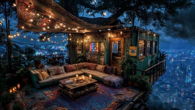 Lofi Zen - Relaxing Lo-fi Chill Tracks with Cyberpunk Rain For Study Sleep or Relaxation 4K