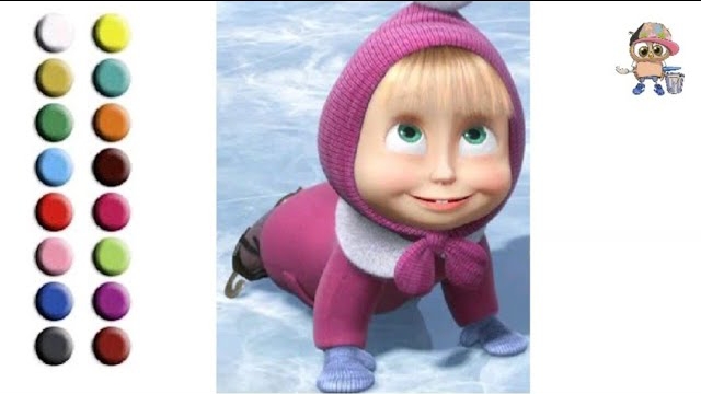 Раскраска МАША И МЕДВЕДЬ. Мультик-раскраска. Учим цвета.