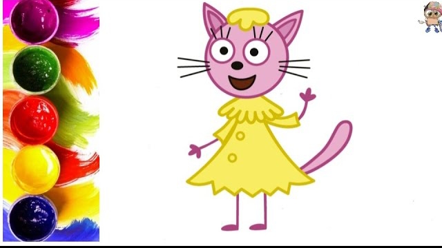 Раскраска для детей ТРИ КОТА ЛАПОЧКА. Мультик - раскраска. Учим цвета.