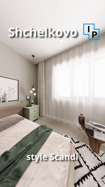 Интерьер индивидуального объекта в Щелково скандинавский стиль спальня