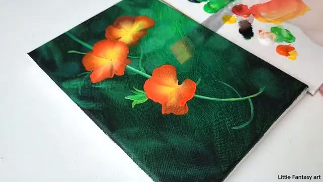 Как нарисовать цветы на зелёном фоне