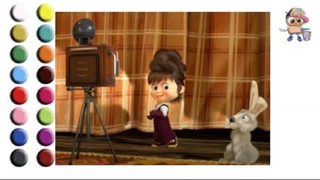 Раскраска для детей МАША И МЕДВЕДЬ. Мультик-раскраска. Учим цвета.