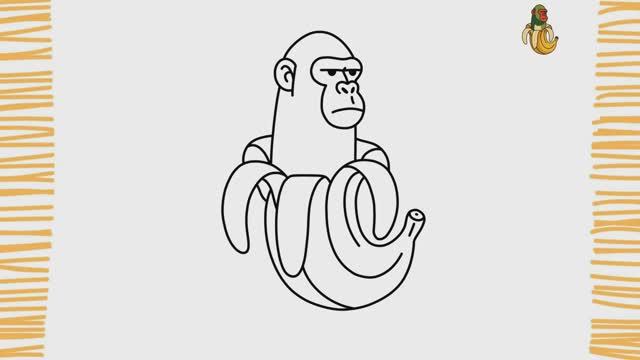 Как нарисовать банан шимпанзе | Легко