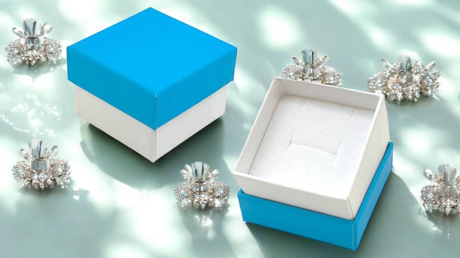 Упаковка крышка дно 5.0 х 5.0 х 3.4 Голубая