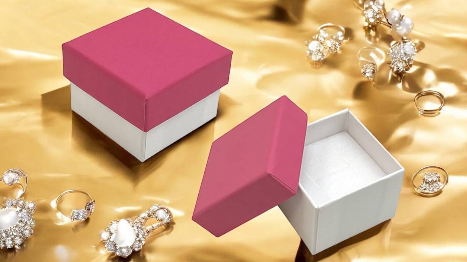 Упаковка крышка дно 5.0 х 5.0 х 3.4 Розовая