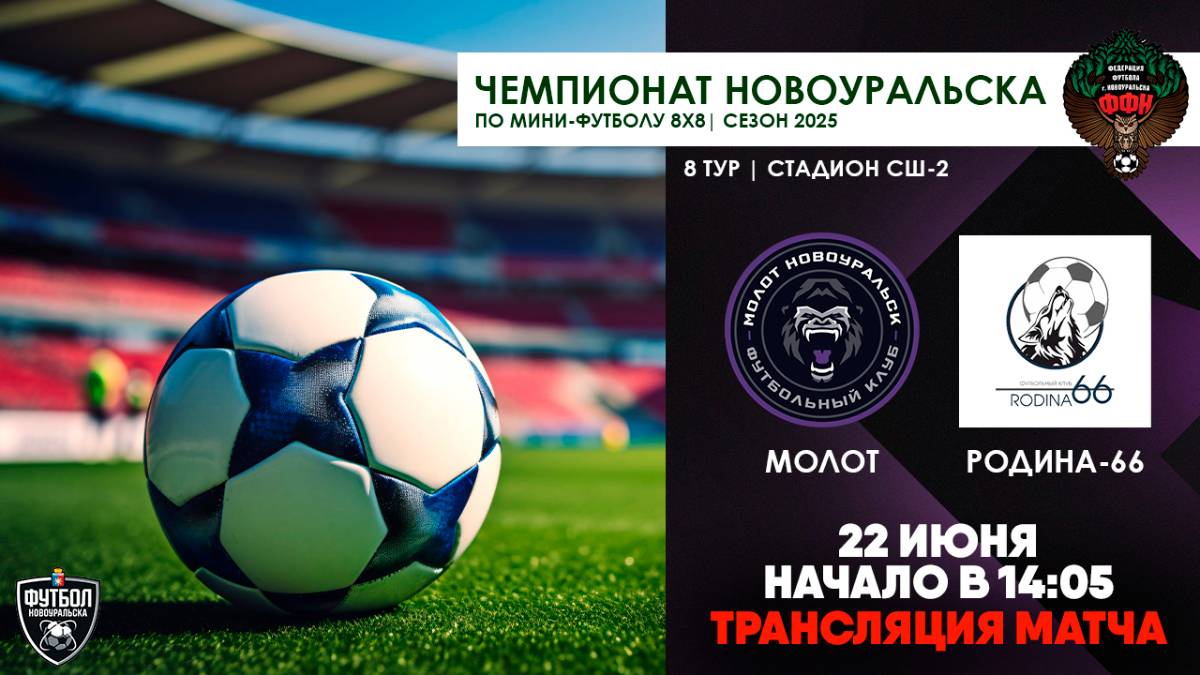 22.06.2025 | Молот - Родина-66 (Трансляция матча)