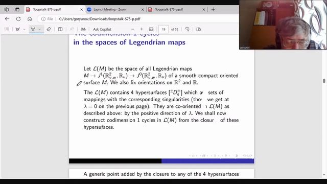 International Conference. V. V. Goryunov – "Second Arnold-Maslov classes and some loops..