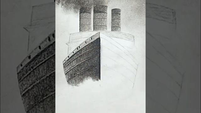 Как нарисовать пароход в океане карандашом