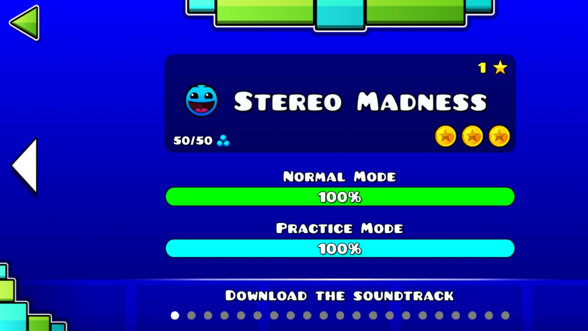 Прошёл stereo madness. Играю в geometry dash Lite.