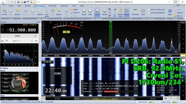 03.06.2025 19:38UTC, [Es], Radio S1, Сербия, 92.9МГц, 1730км