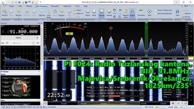 03.06.2025 19:48UTC, [Es], Radio Tuzlanskog Kantona, Босния и Герцеговина, 91.8МГц, 1825км