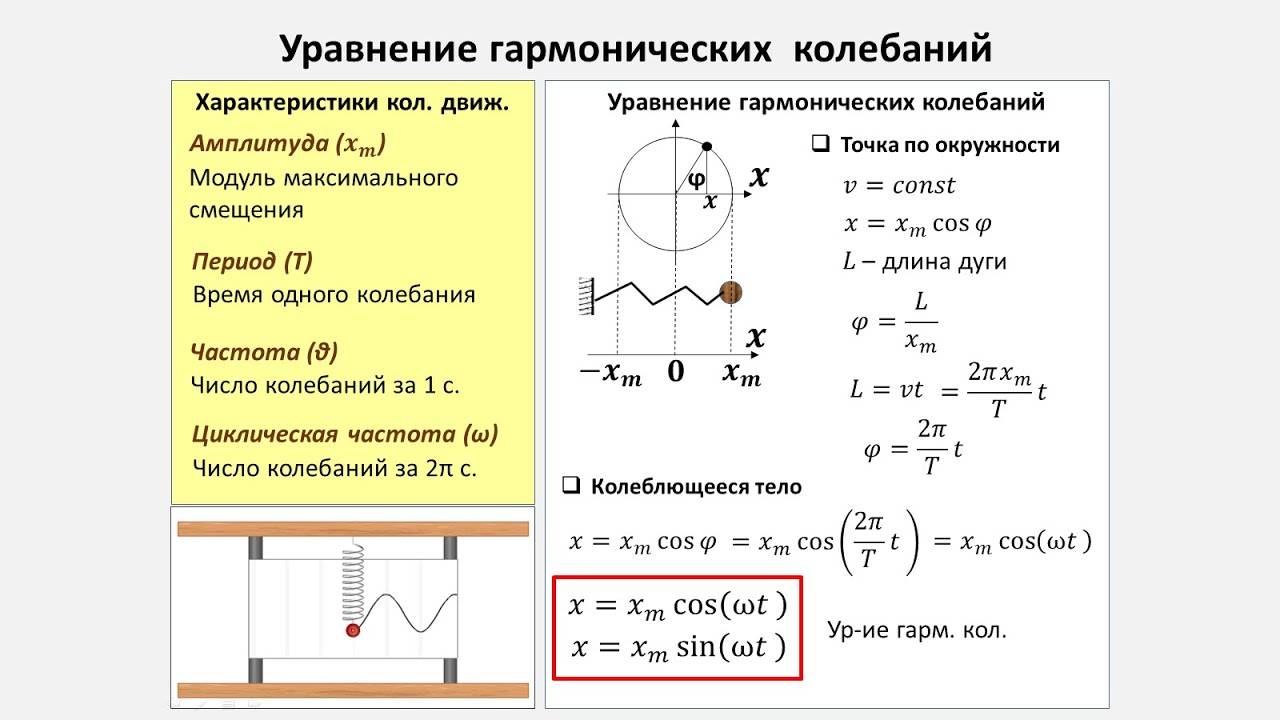 Рассмотрение темы: "Уравнение гармонических колебаний" (решение основной задачи механики)  #физика