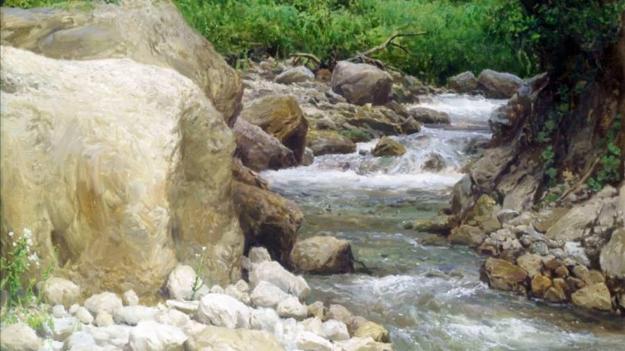 Простой способ рисовать множество камней,как легко рисовать камни,ручей,растительность