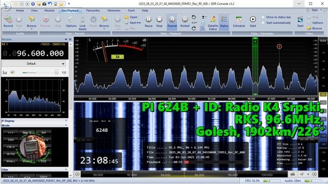 03.06.2025 20:08UTC, [Es], Radio K4 Srpski, Сербия (Косово), 96.6МГц, 1902км, QRM
