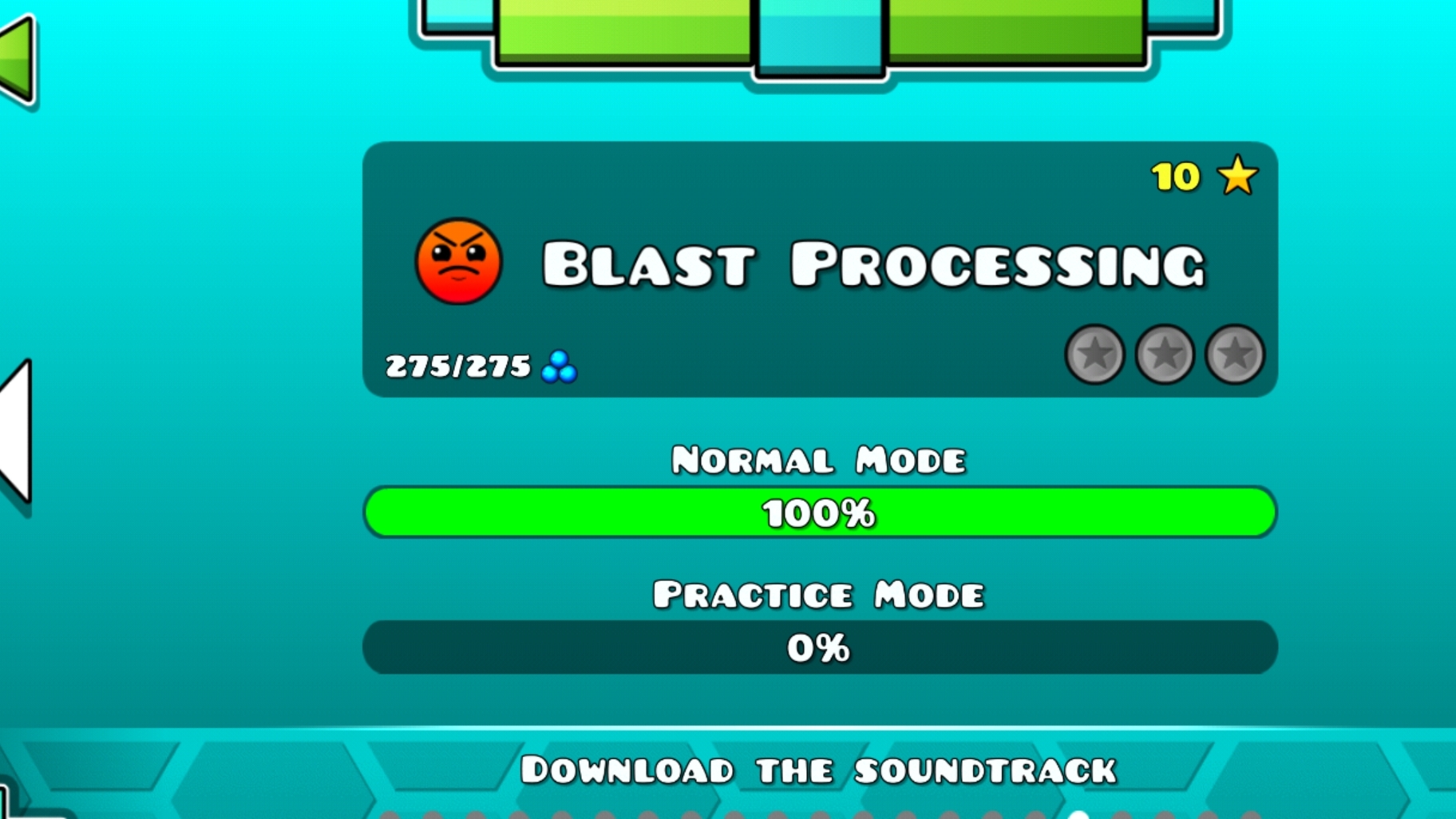Прошёл blast processing. Играю в geometry dash Lity.