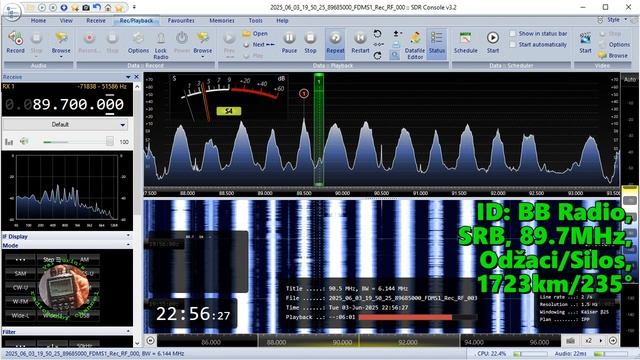 03.06.2025 19:56UTC, [Es], BB Radio, Сербия, 89.7МГц, 1723км