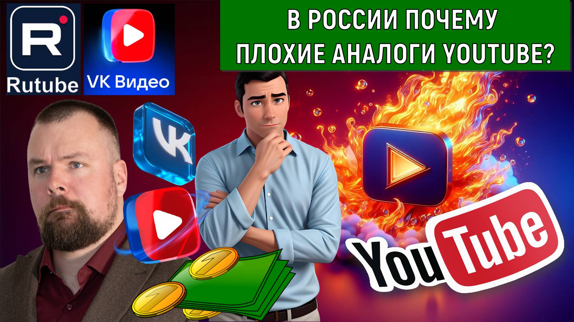 В России почему плохие аналоги YouTube? Российским блогерам почему платят копейки в Rutube VK Видео