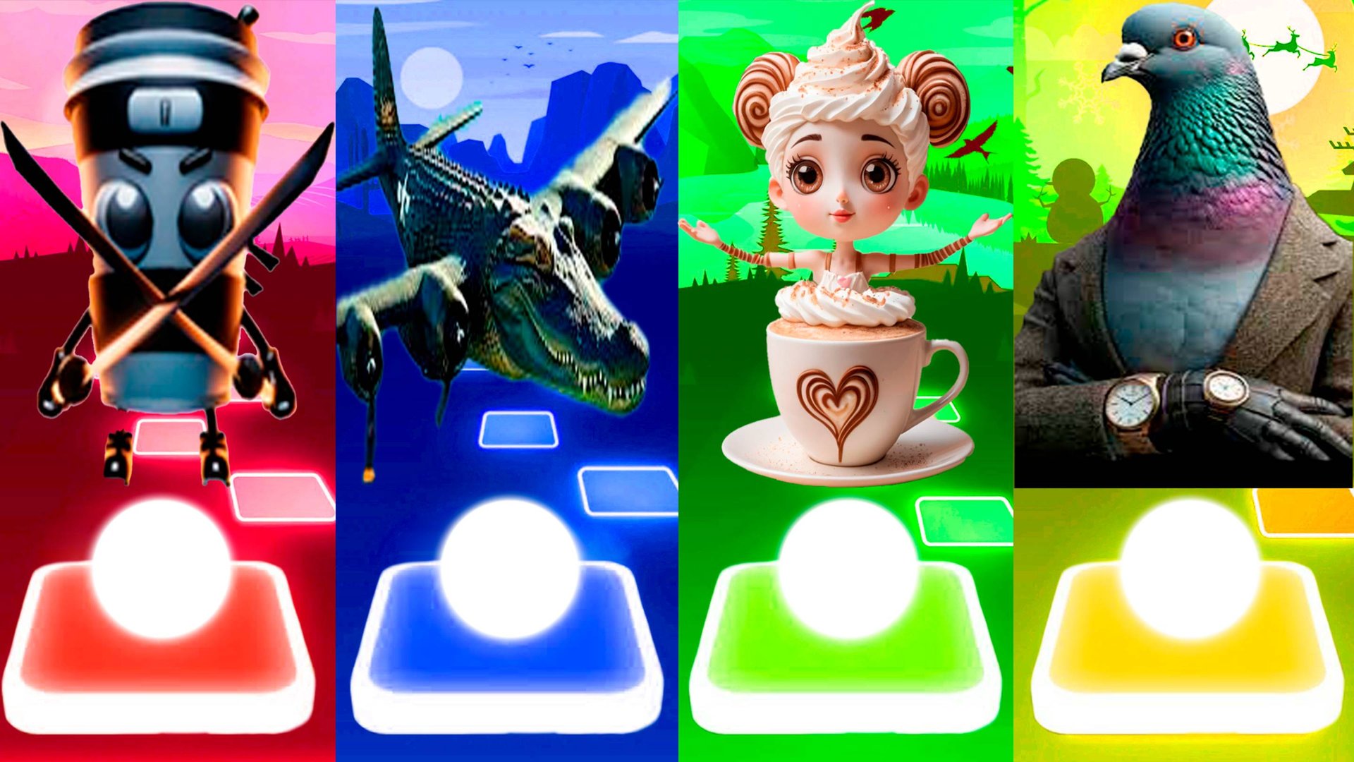 КАПУЧИНО АССАСИНО 🆚 БОМБАРДИРО КРОКОДИЛО 🆚 БАЛЕРИНА КАПУЧИНО 🆚 ШПИОНИРО ГОЛУБИРО | Tiles Hop №13