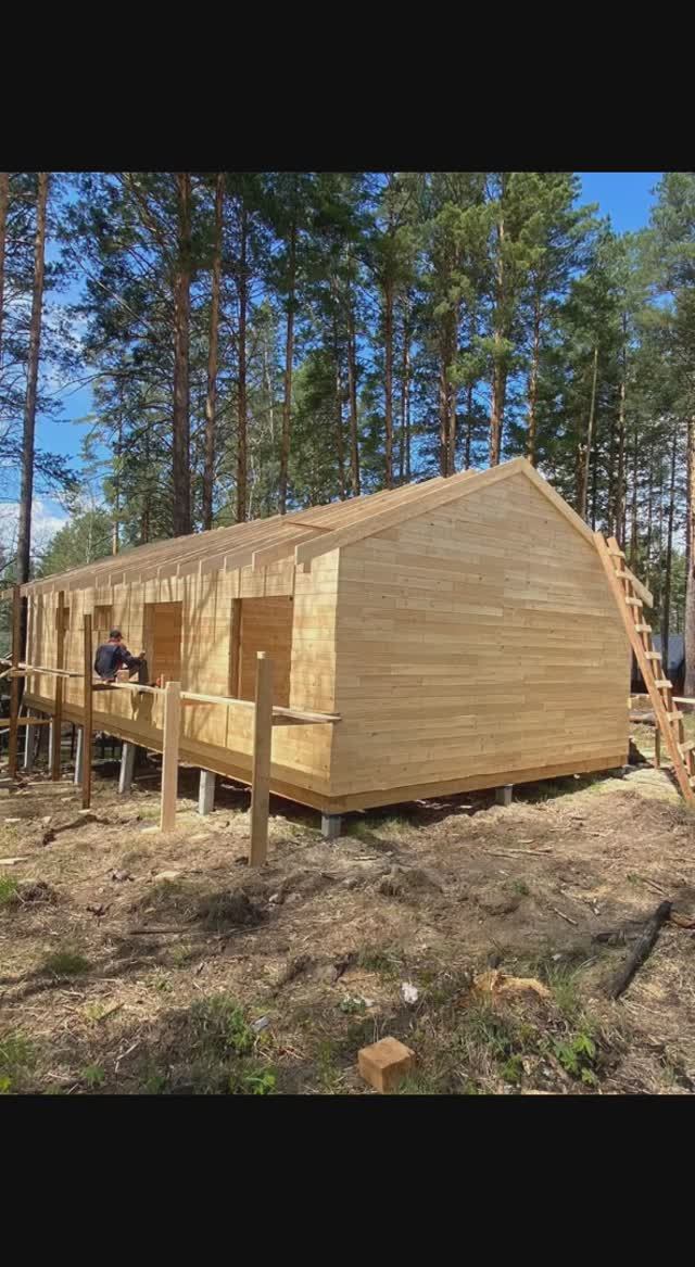 Гостевой дом баня по технологии деревянный кирпич