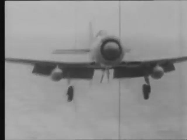 Sea Fury Deck Crash with Swift Removal of Wreck by Deck Crew