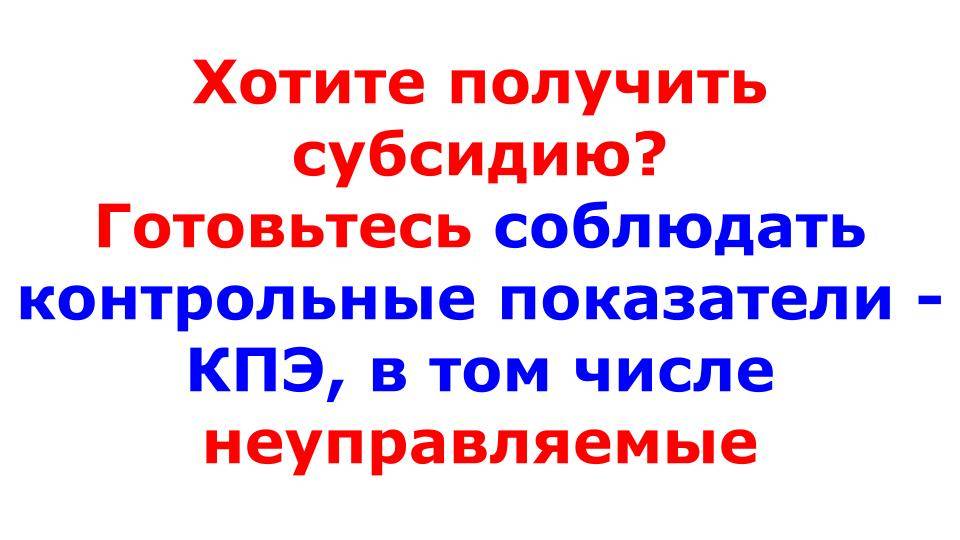Гос. субсидию в обмен на показатели выручки и производительности труда 2