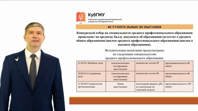 Среднее профессиональное образование в Кубанском медуниверситете