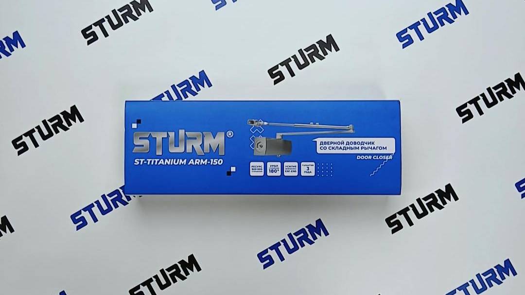 Распаковка дверного доводчика STURM ST-Titanium Arm-150 (Черный)