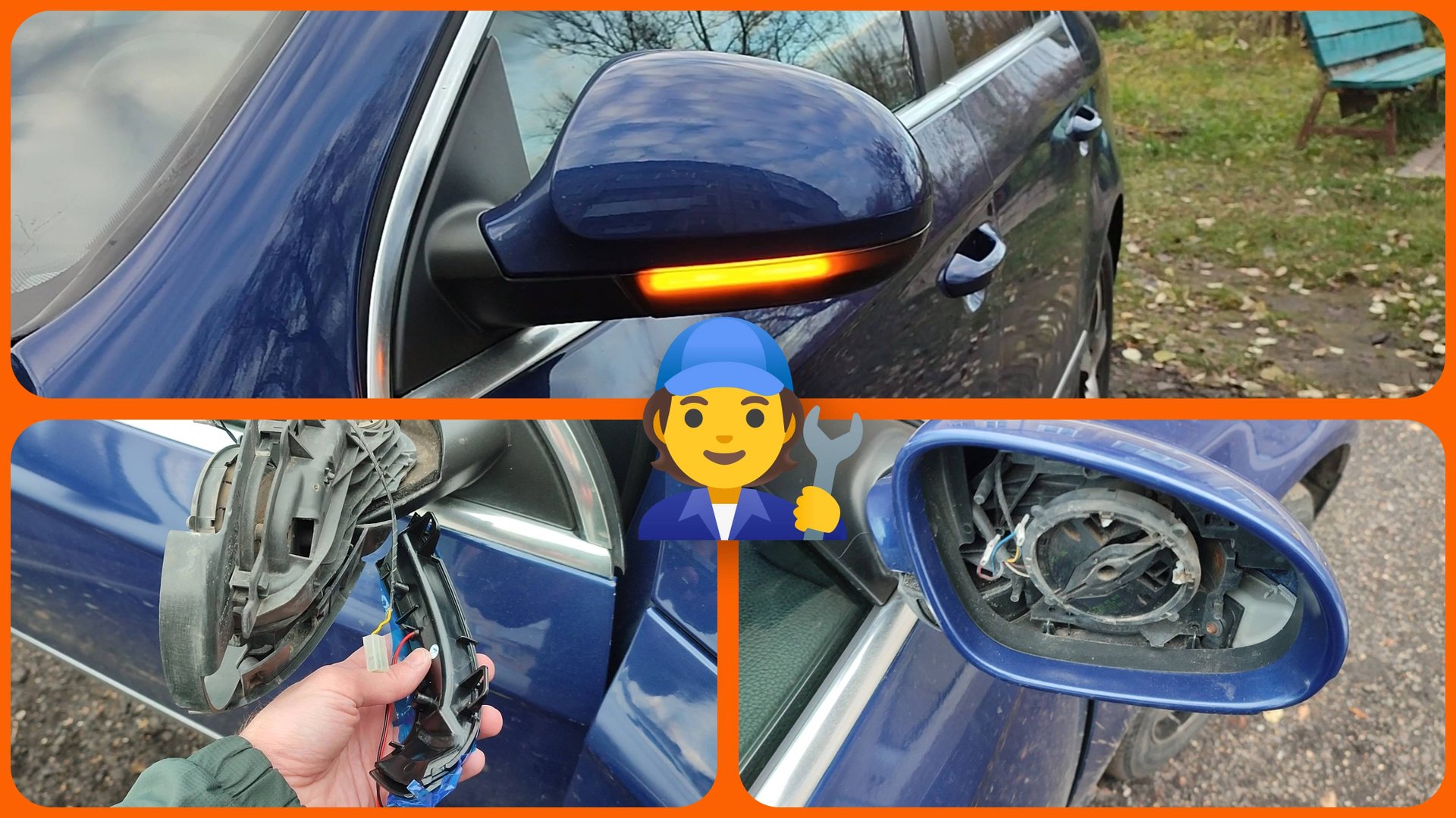 Замена повторителей поворотников в зеркалах Passat Golf Jetta Как поменять поворотники в зеркалах