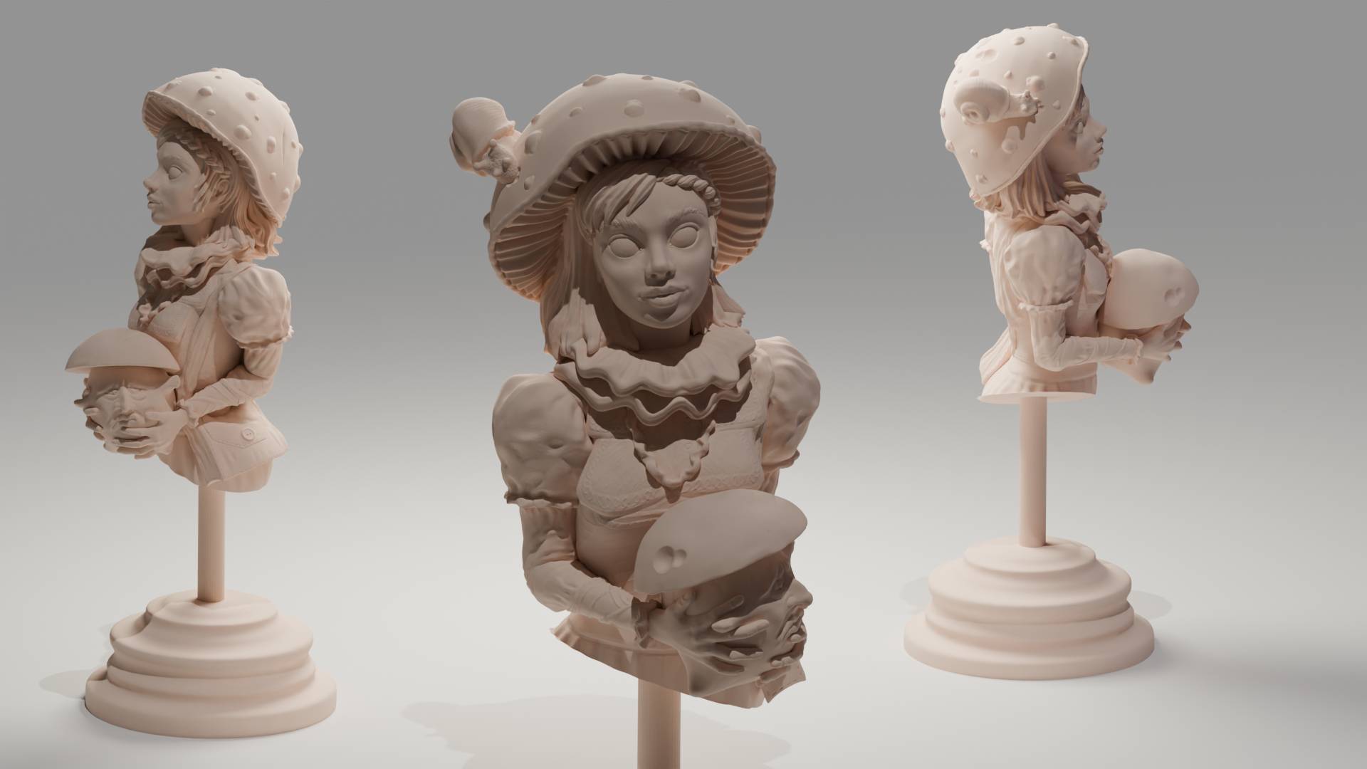 3D моделирование бюст грибная принцесса