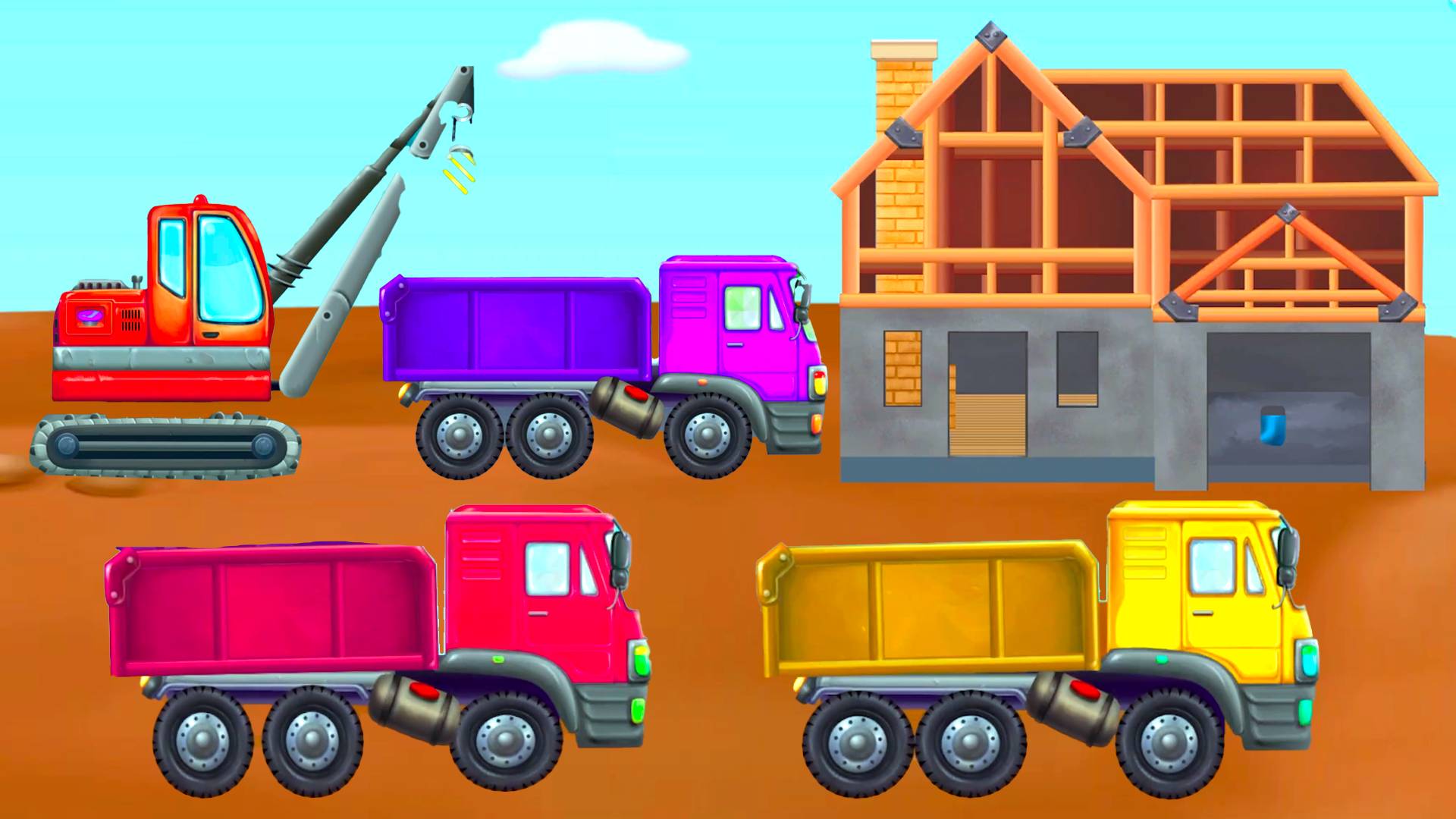 Мультики для малышей. Машинки строят дом 2 серия