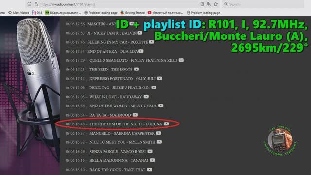 06.06.2025 14:41UTC, [Es+], R101, Италия, Буккери/гора Лауро, 92.7МГц, 2695км