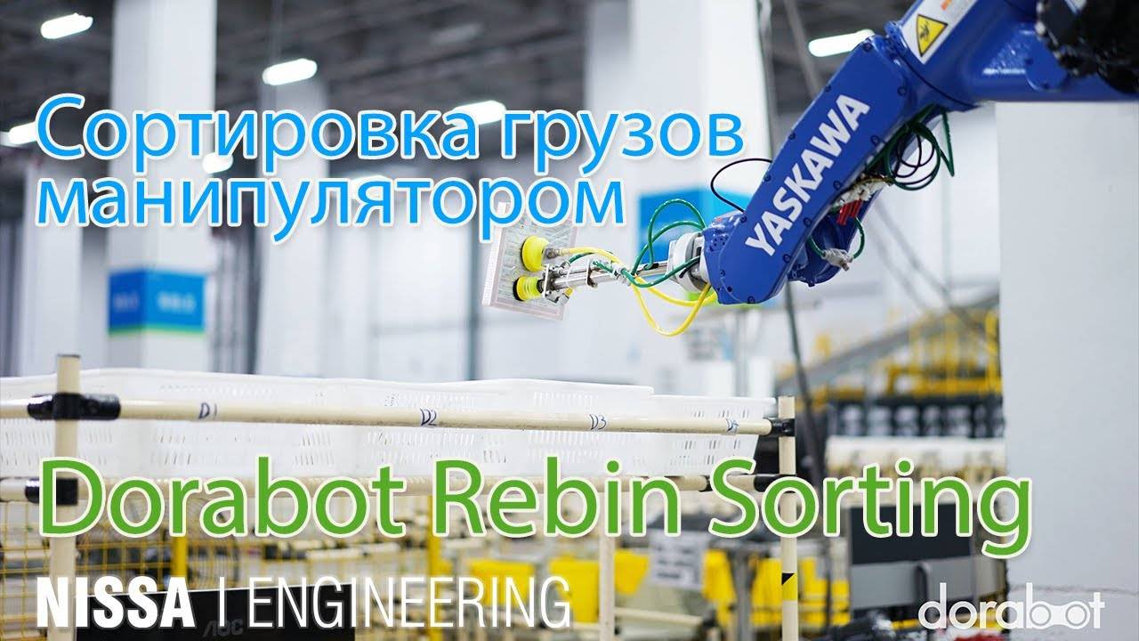 Сортировка по лоткам манипулятором Dorabot Rebin