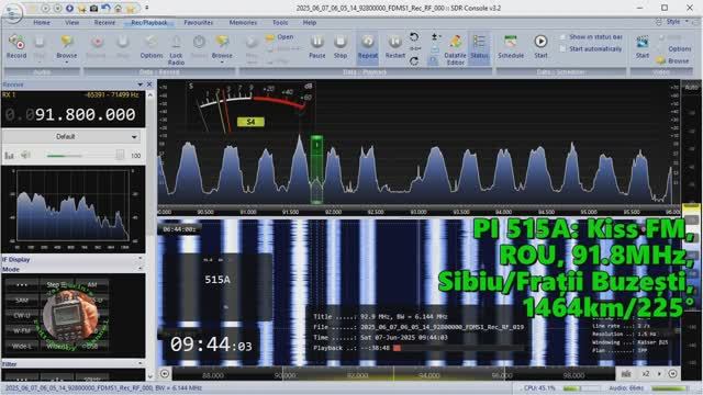 07.06.2025 06:43UTC, [Es], Kiss FM, Румыния, 91.8МГц, 1464км