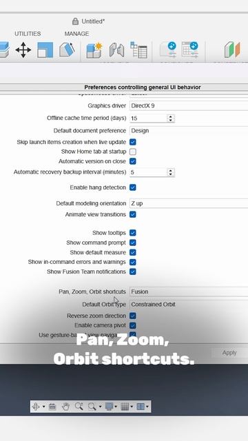 Изменения настроек управления fusion 360 (при переходе с другой САПР)