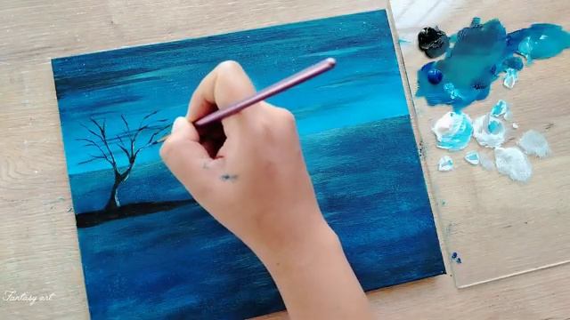 Как нарисовать ночь тремя цветами