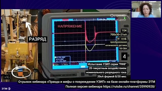Испытания УЗИП РИФ многократным воздействием номинального разрядного