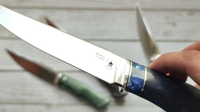 💥7500₽. Обзор ножей с фальшлезвием из N690 Bohler и карельской берёзы!
