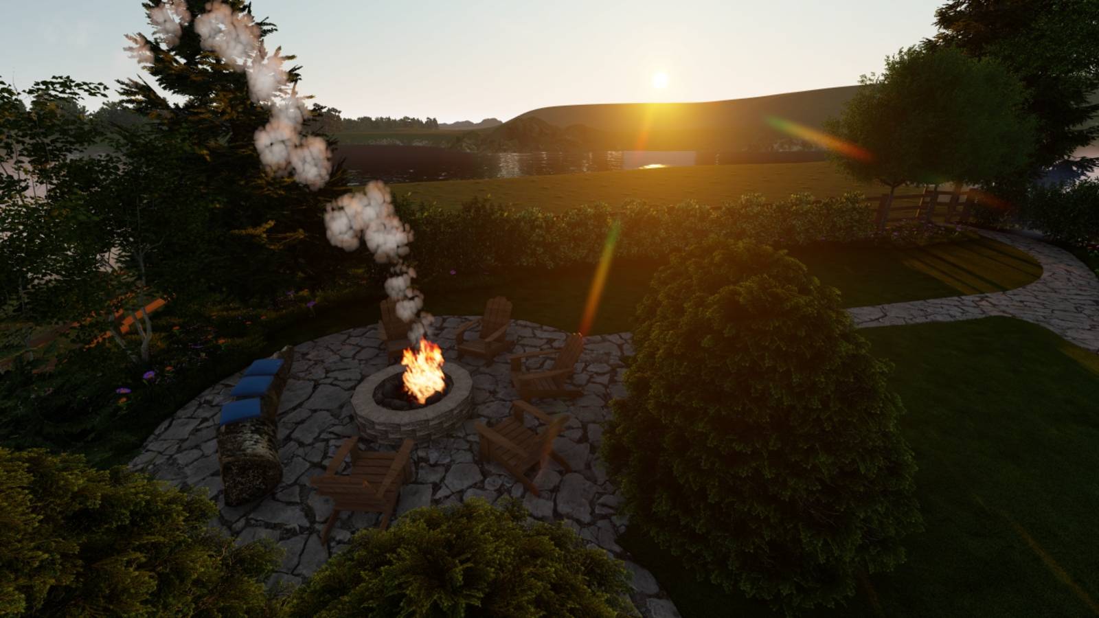 Ландшафтный дизайн в деревенском стиле.