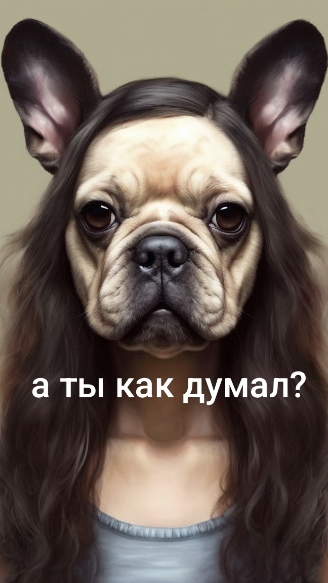 Французский бульдог одет, обут. Вид на Кремль