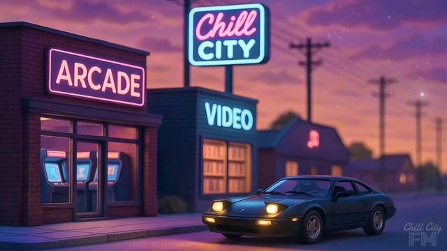 🌅 Retro Arcade Sunset Ambiance ｜ 80s Lofi Synth Beats ｜ Nostalgic Mood [4K]