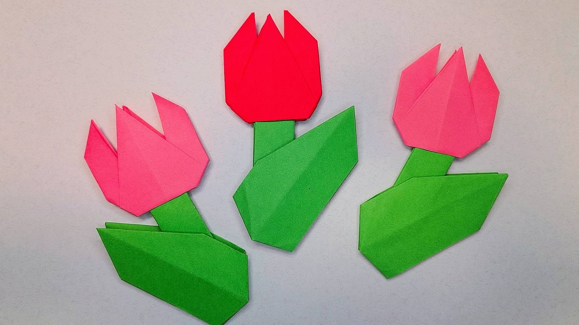 Как сделать тюльпан из бумаги. Оригами тюльпан.