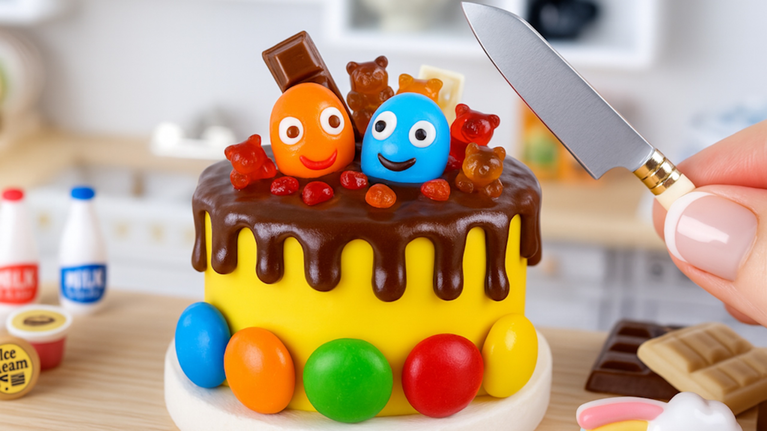 Мини Торт M&M's 🤩 Идея Украшения Крошечного Торта ❤️ Мини Кухня