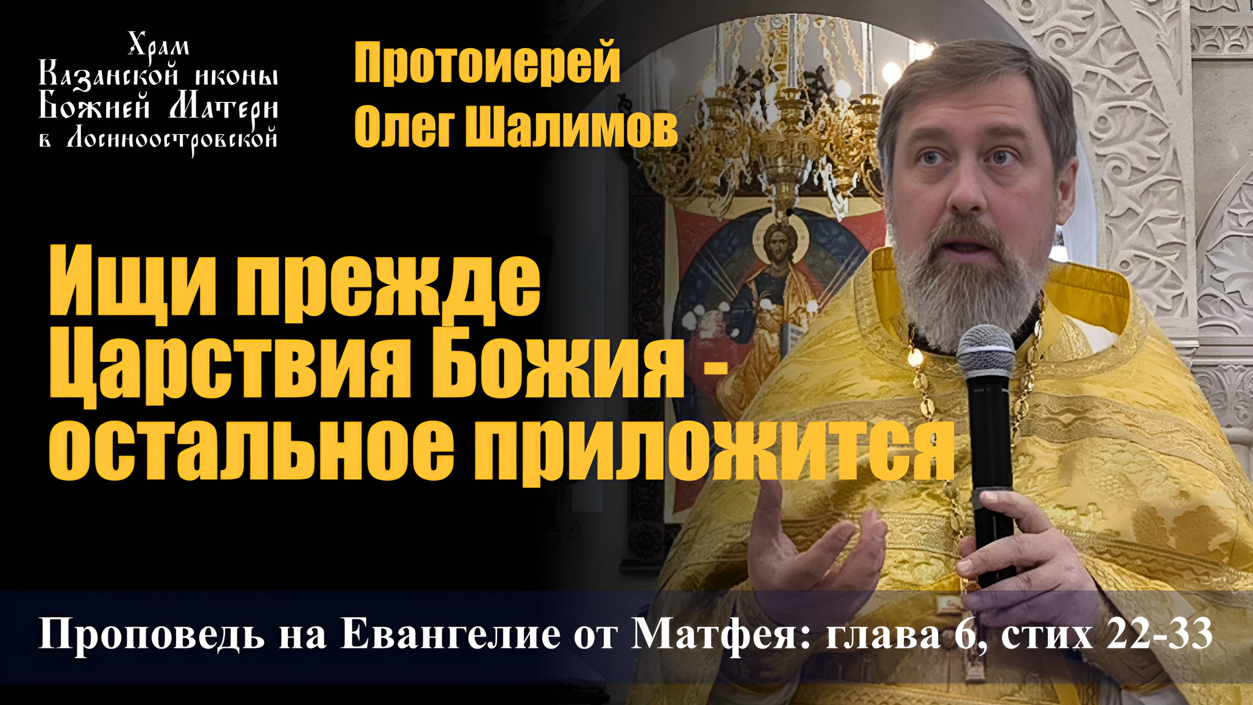 Ищи прежде Царствия Божия - остальное приложится / Протоиерей Олег Шалимов / 29.06.25