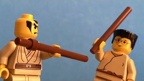 Бой ниндзя в режиме остановки движения - Лего