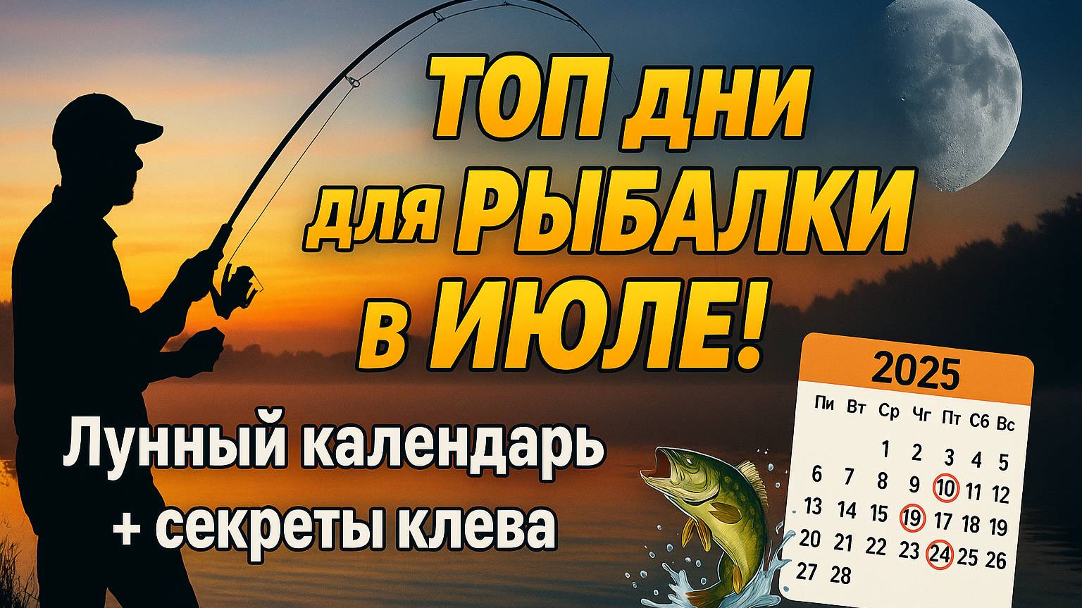 🐟 ТОП-дни для рыбалки в ИЮЛЕ 2025 — Лунный календарь рыбака + секреты клева! 🌕🎣