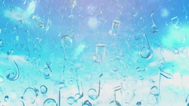 Футаж Музыкальный фон | Хрустальные ноты падают дождём | Видео Full HD (1920x1080)