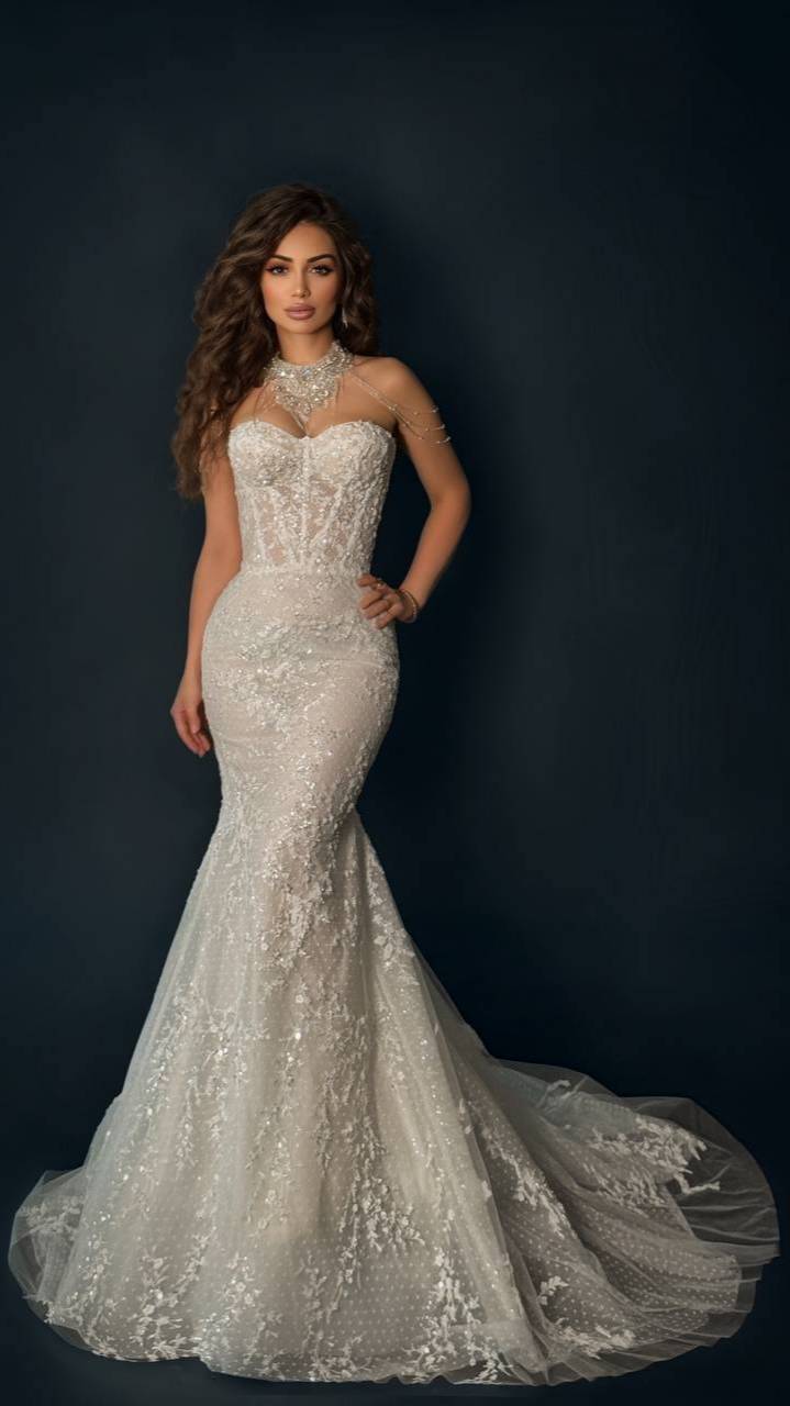 Свадебное платье русалочка с кружевом и пайетками Кати #свадебноеплатье #домневесты