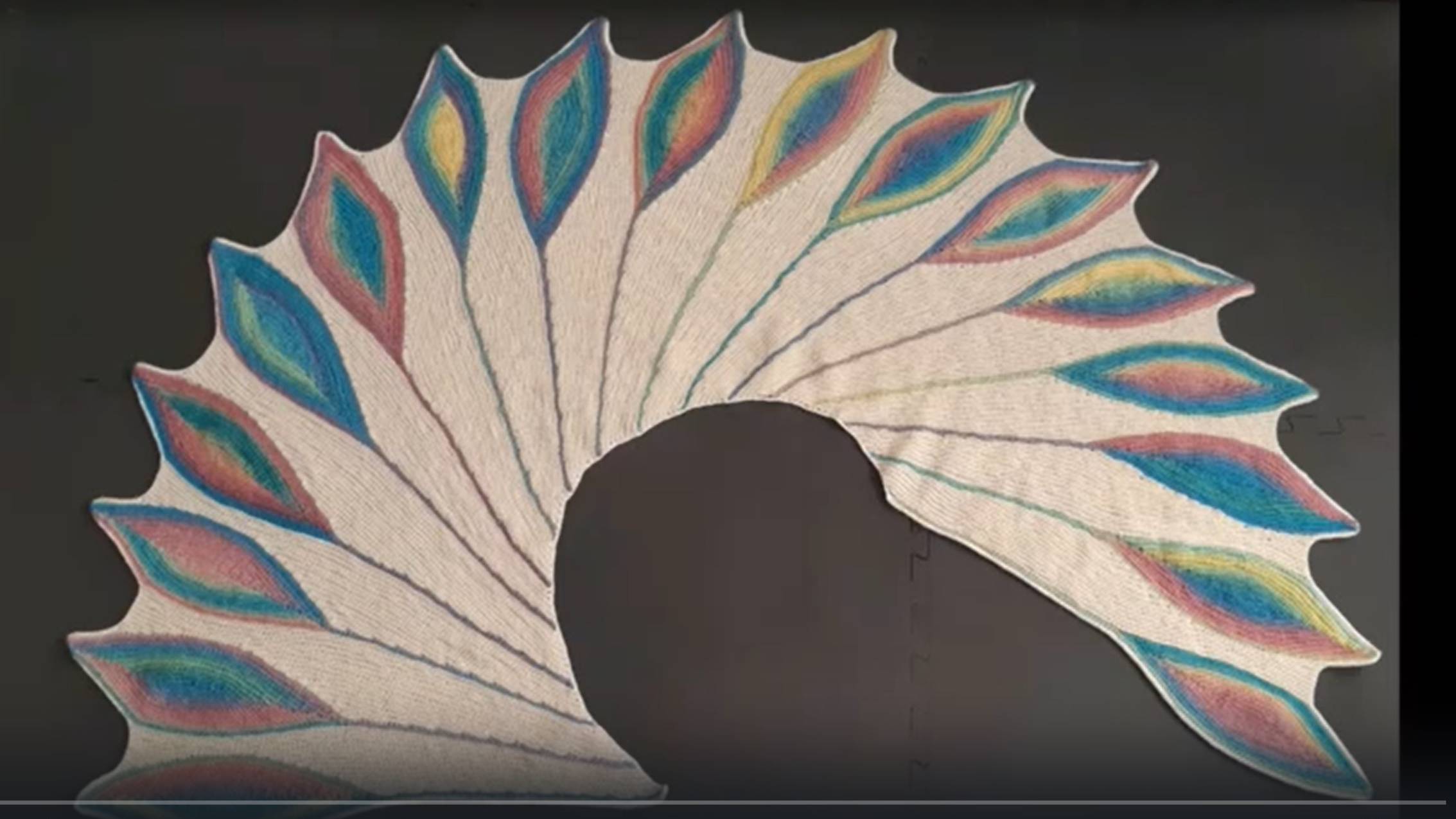 Накидка-шаль - шаль-из трикотажных листов-пошаговое руководство-на двух спицах-часть 3